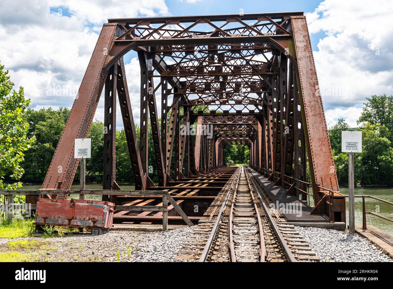 An old metal railroad bridge belonging to the Allegheny Railroad ...