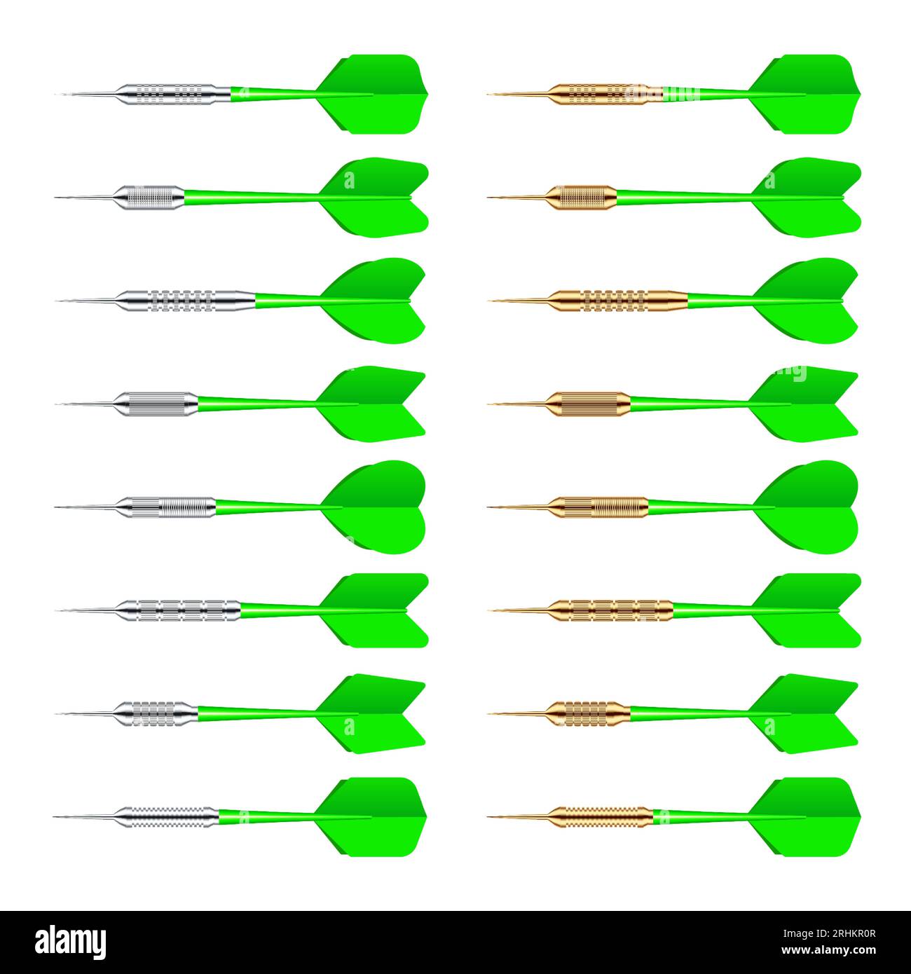 Green dart arrows with metal tip isolated on white background. Dart ...