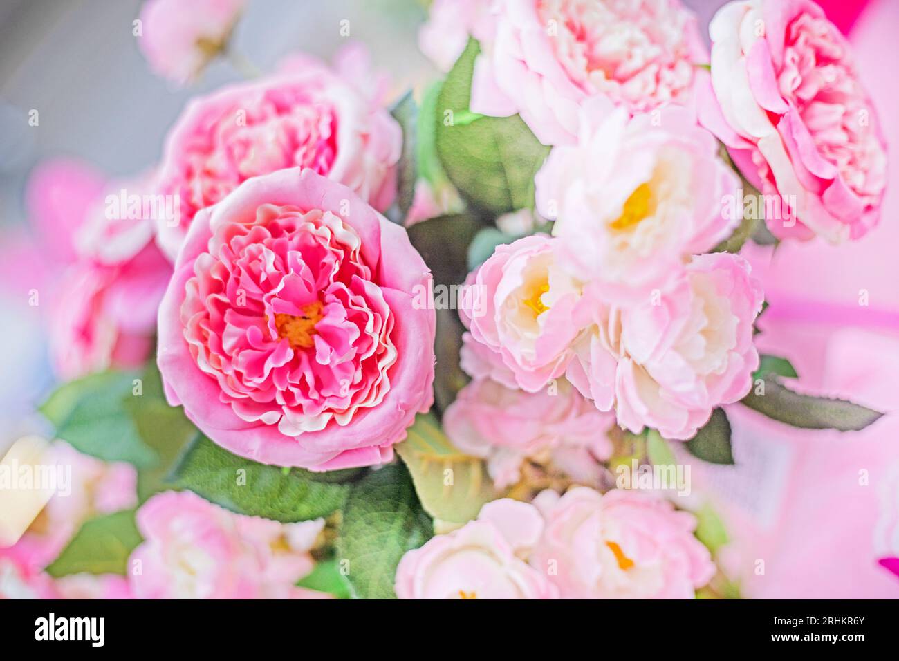 floral delicate background of pink and white roses. wedding decoration ...