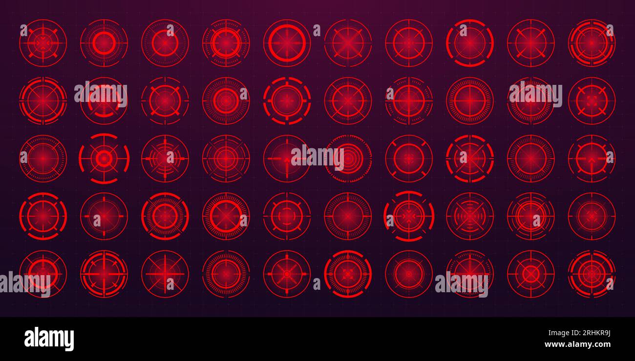 Crosshair, gun sight vector icons. Bullseye, black target or aim symbol ...