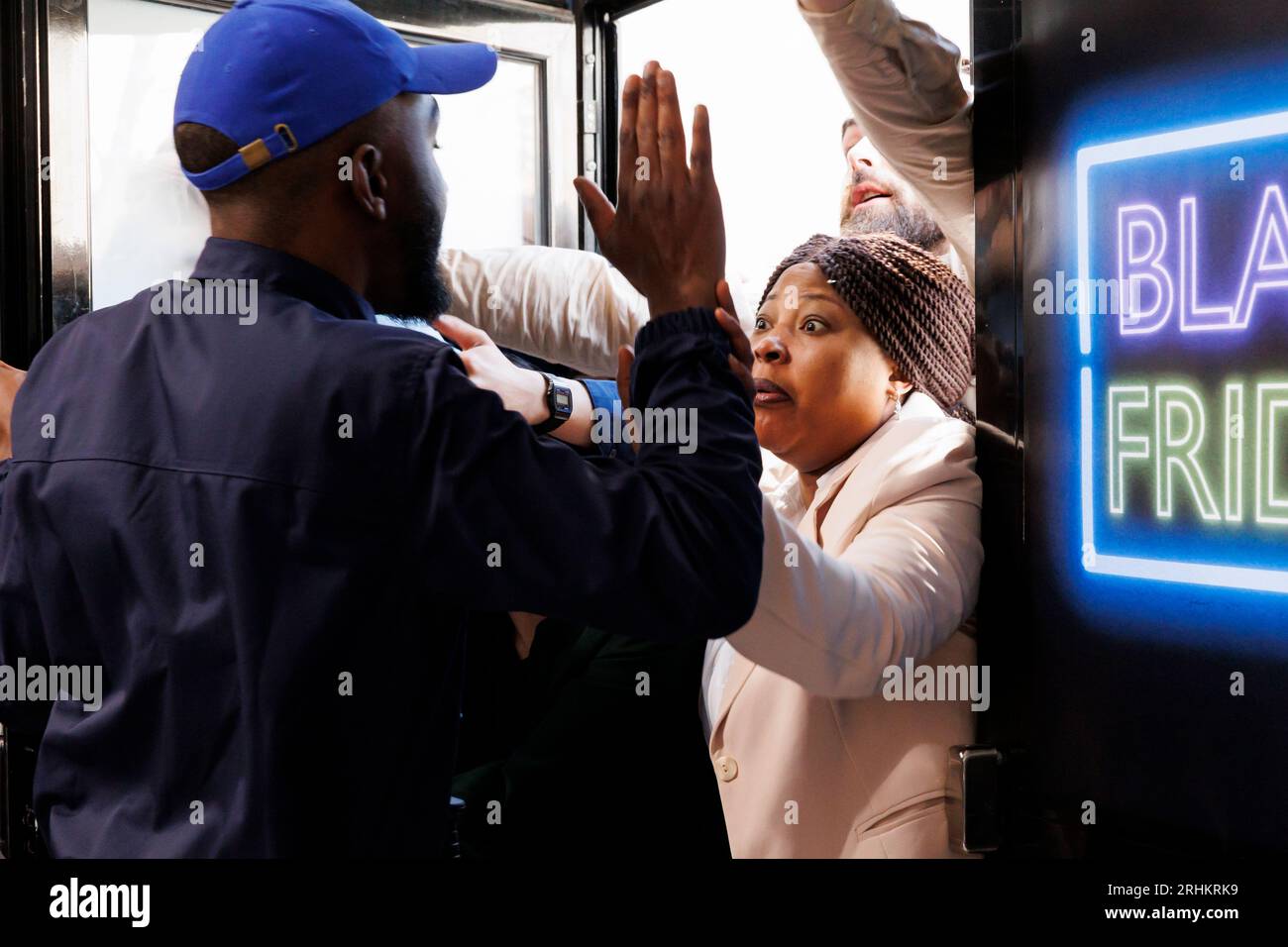 Rude aggressive shoppers try to enter into shopping mall and get best ...