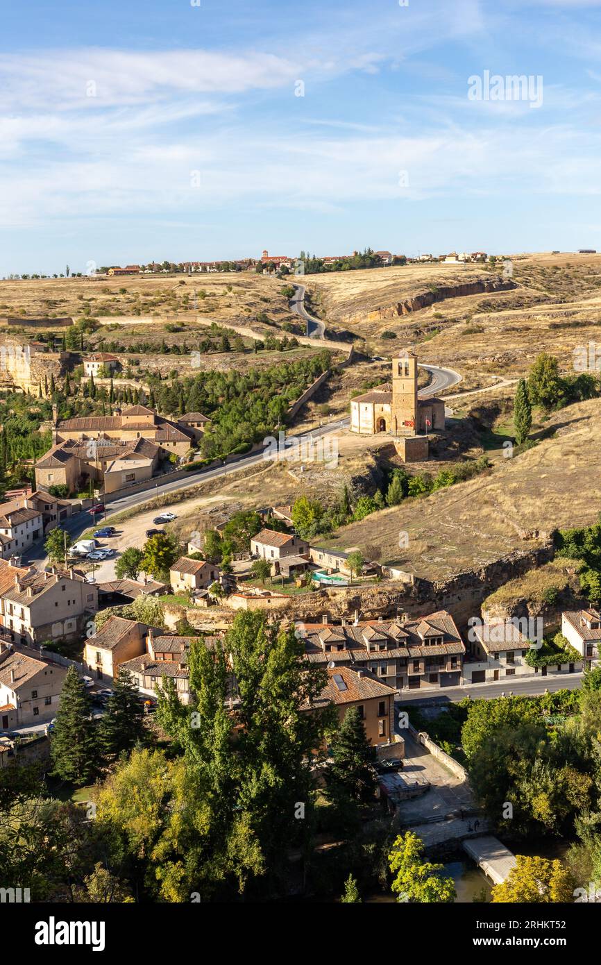 Segovia, Spain, landscape of city outskirts with Spanish residential ...