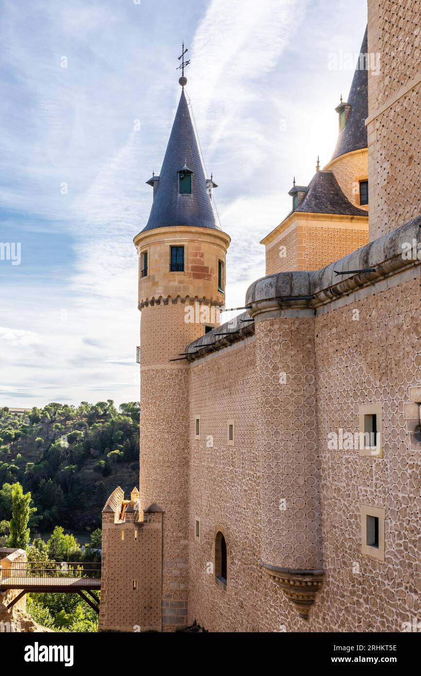 Alcazar of Segovia, Spain, facade and tower view, Spanish Gothic ...