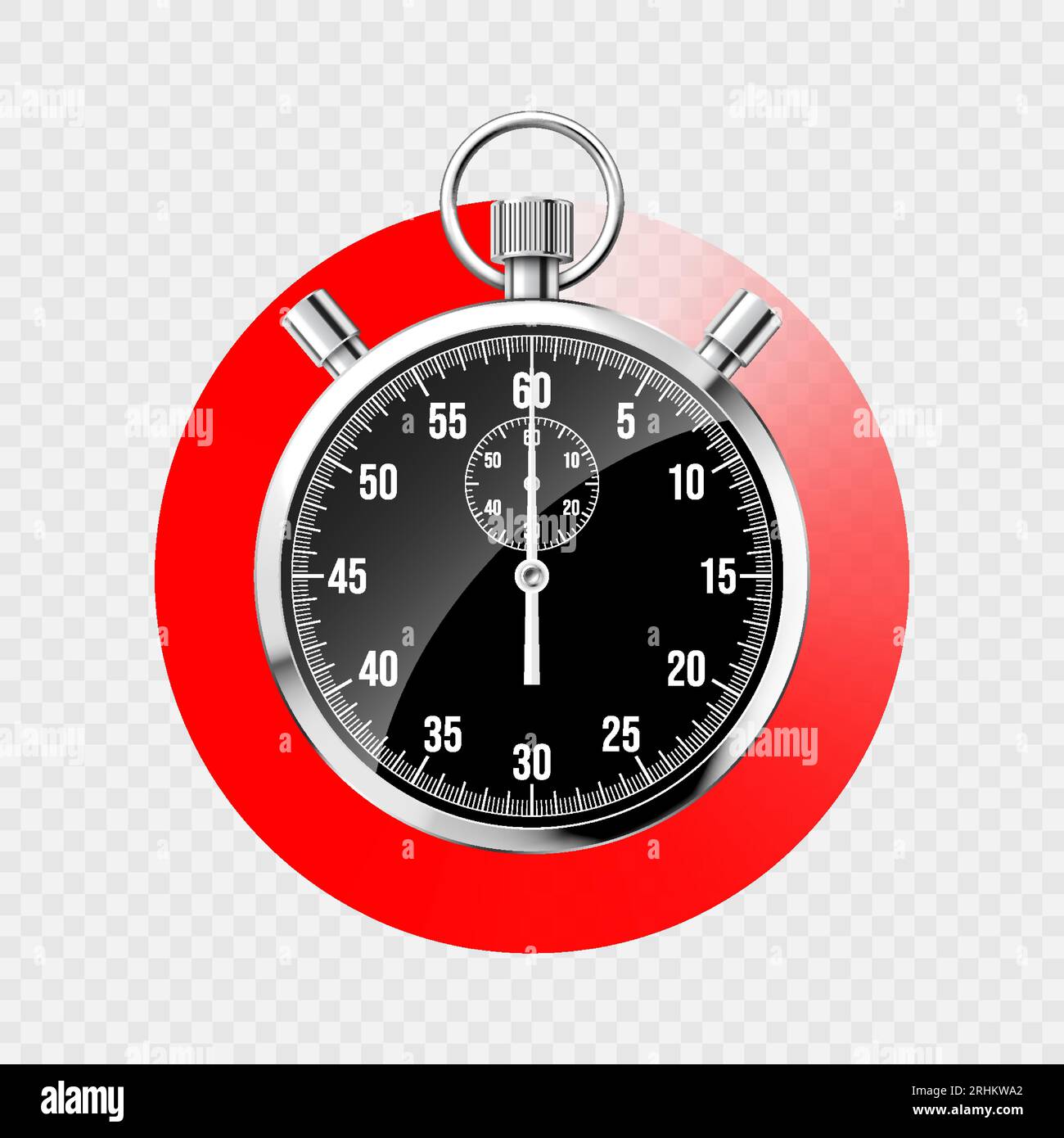 Realistic classic stopwatch. Shiny metal chronometer, black time ...