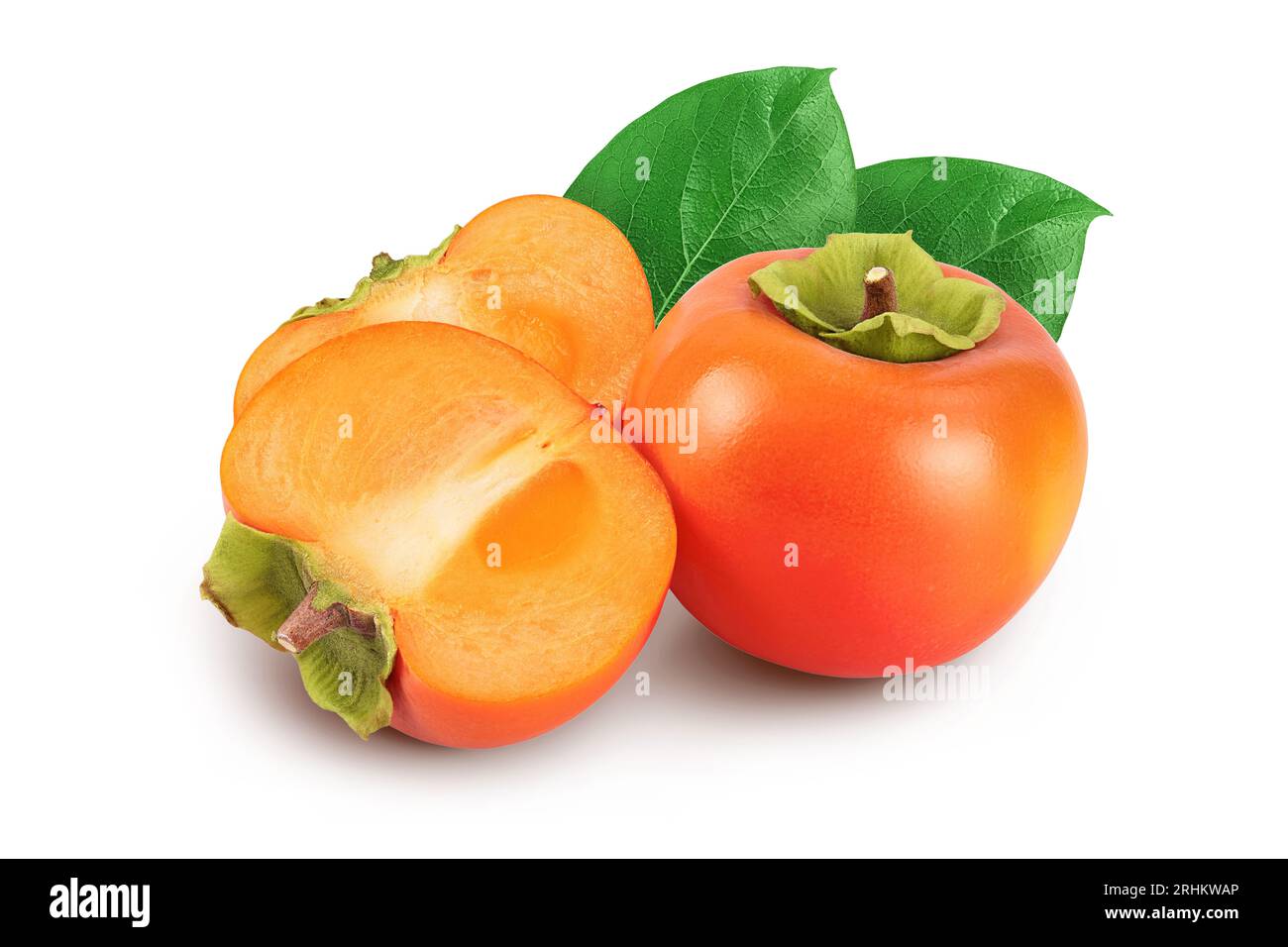 Persimmon fruit isolated on white background with full depth of field ...