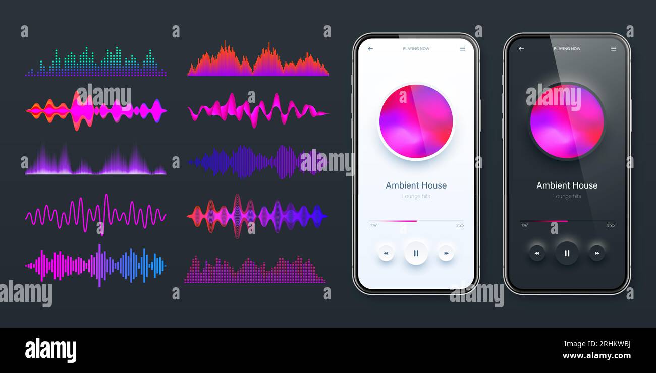 Online audio player user interface, smartphone app UI design. Music ...