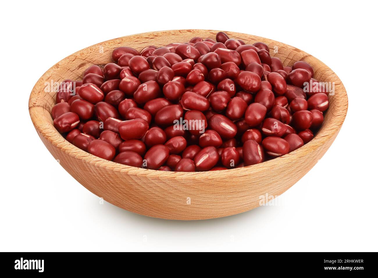 Red adzuki beans in wooden bowl isolated on white background Stock ...