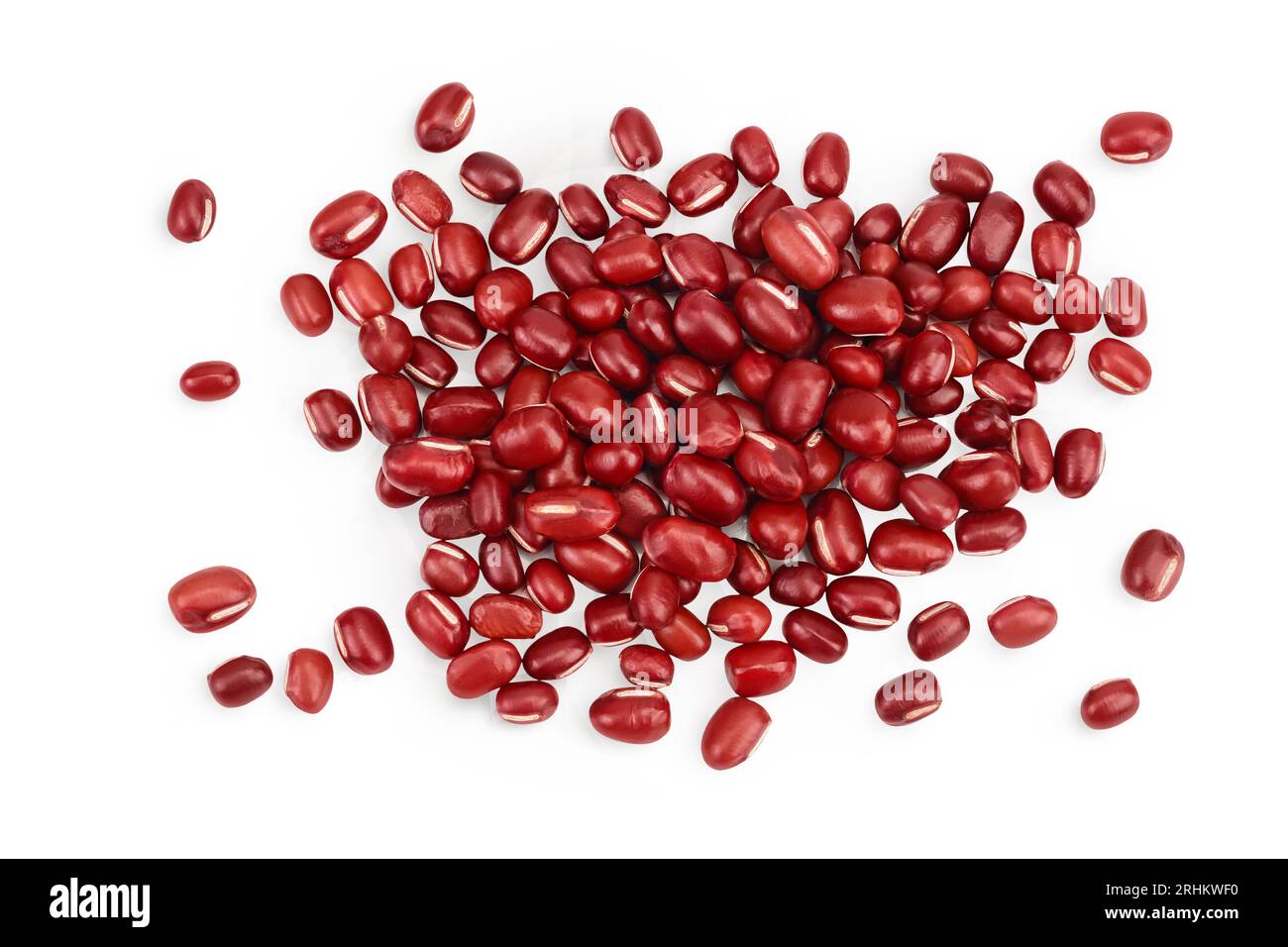 Red adzuki beans isolated on white background. Top view. Flat lay Stock ...