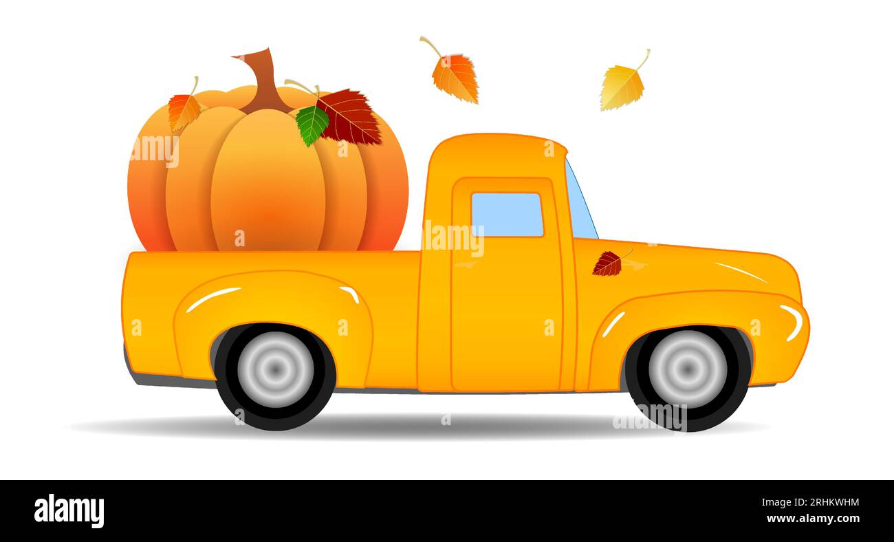 Fall truck with pumpkin svg vector Illustration isolated on white ...