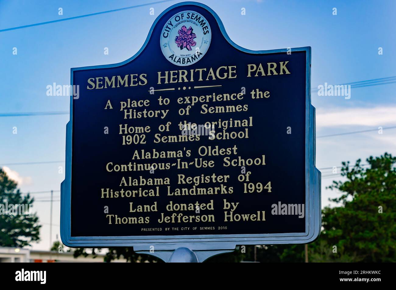 A historic marker tells the history of Semmes School, a one-room ...