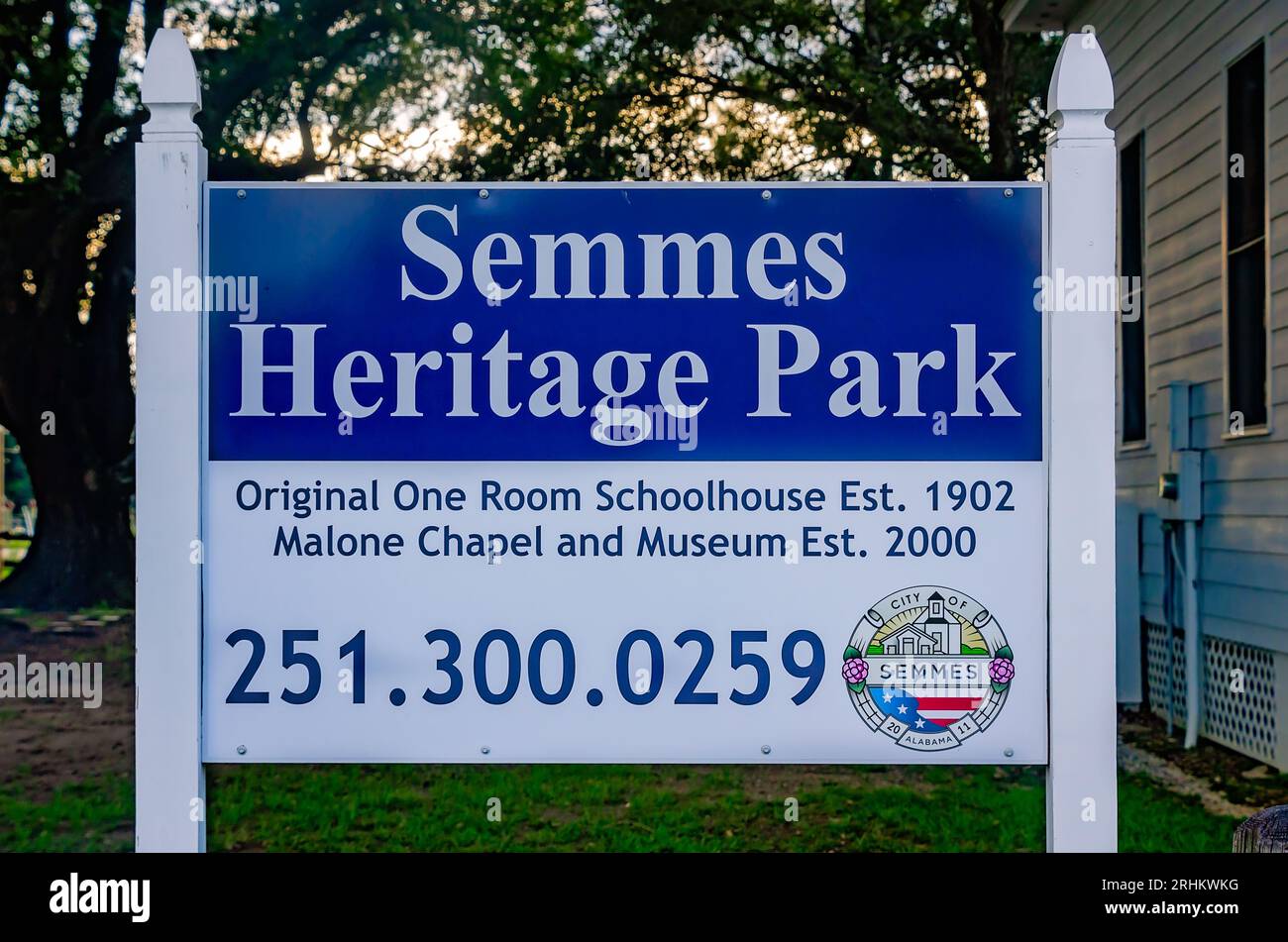 The Semmes Heritage Park sign is pictured, Aug. 16, 2023, in Semmes ...