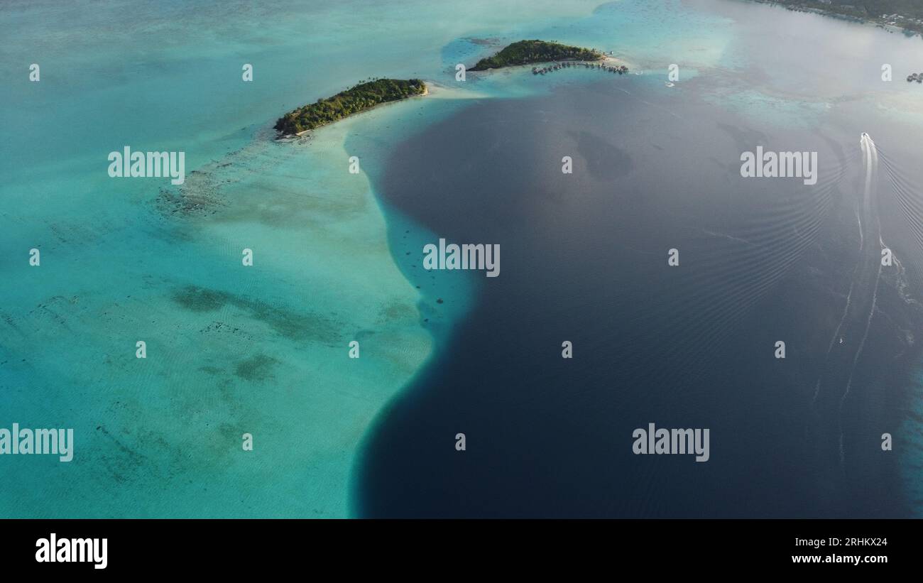 Aerial views of the stunning Bora Bora Atoll; French Polynesia Stock ...