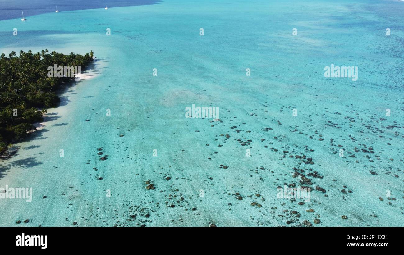 Aerial views of the stunning Bora Bora Atoll; French Polynesia Stock ...