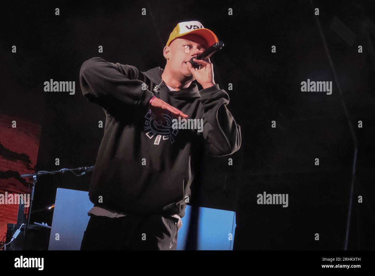 Winchester, UK. 13th Aug, 2023. English hip hop musician Benjamin ...