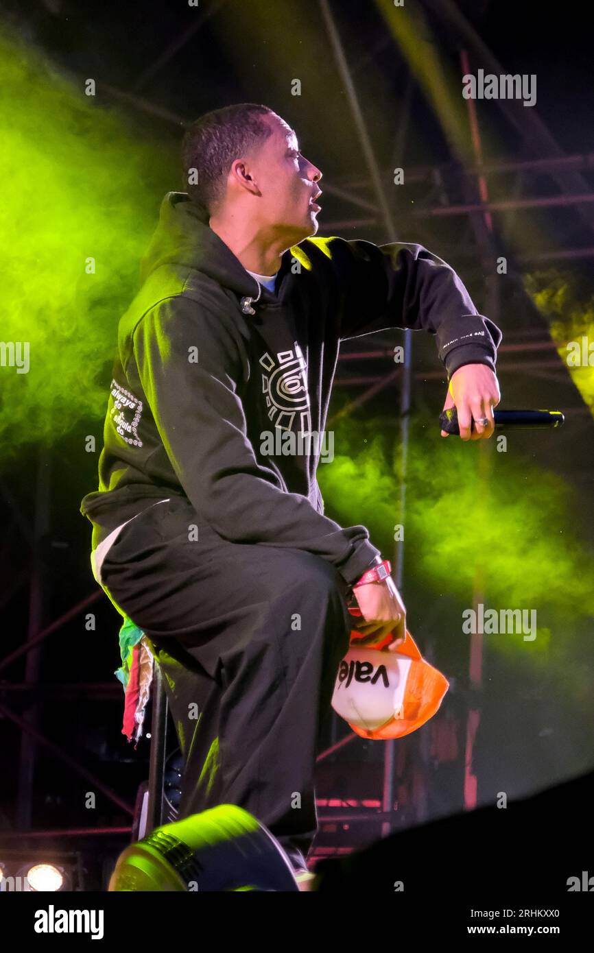 Winchester, UK. 13th Aug, 2023. English hip hop musician Benjamin ...