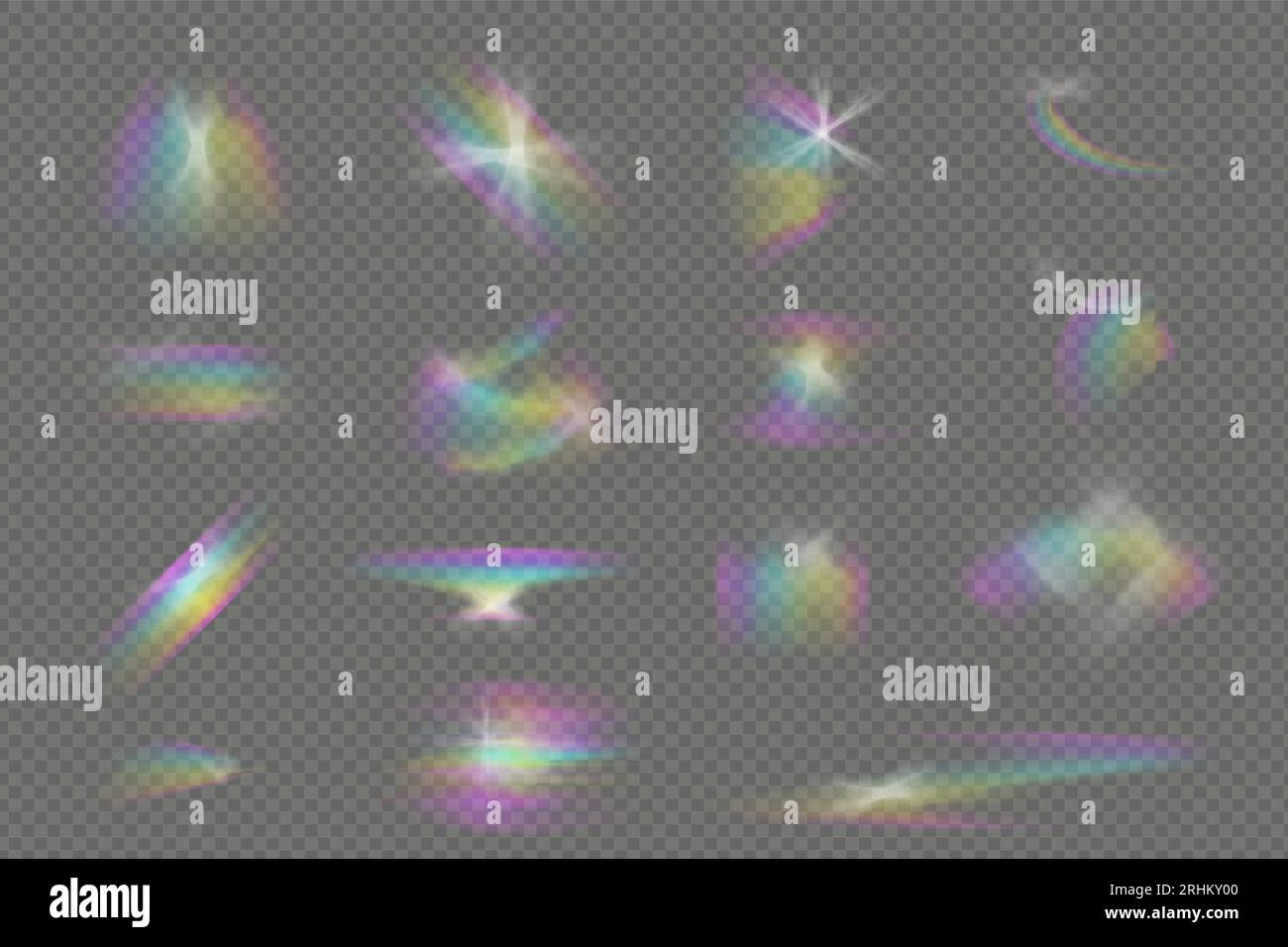 prism rainbow light set. Overlay light effect. Stock vector illustration in realistic style ...