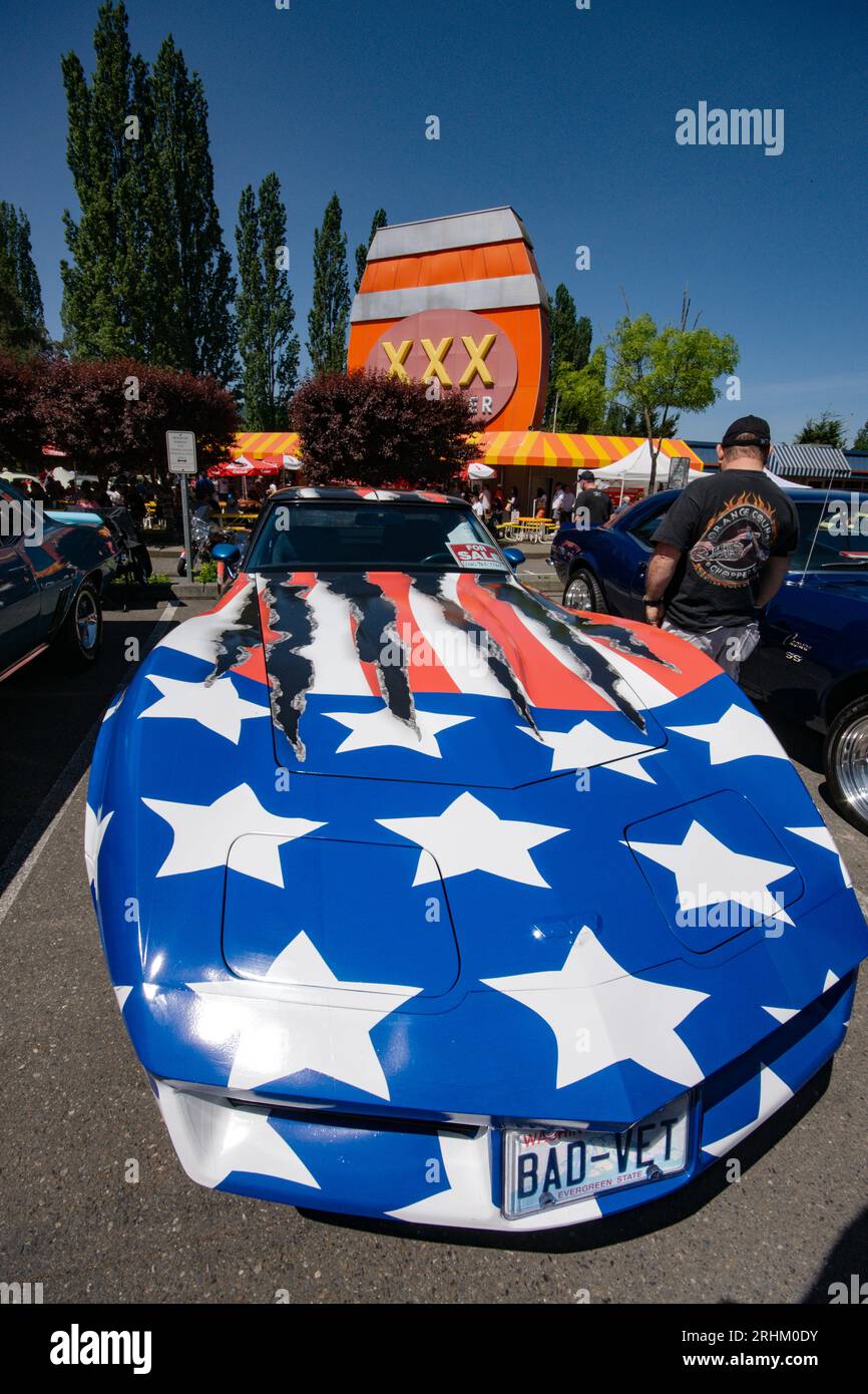 Colour photographs of a range of corvette stingray cars including close ...