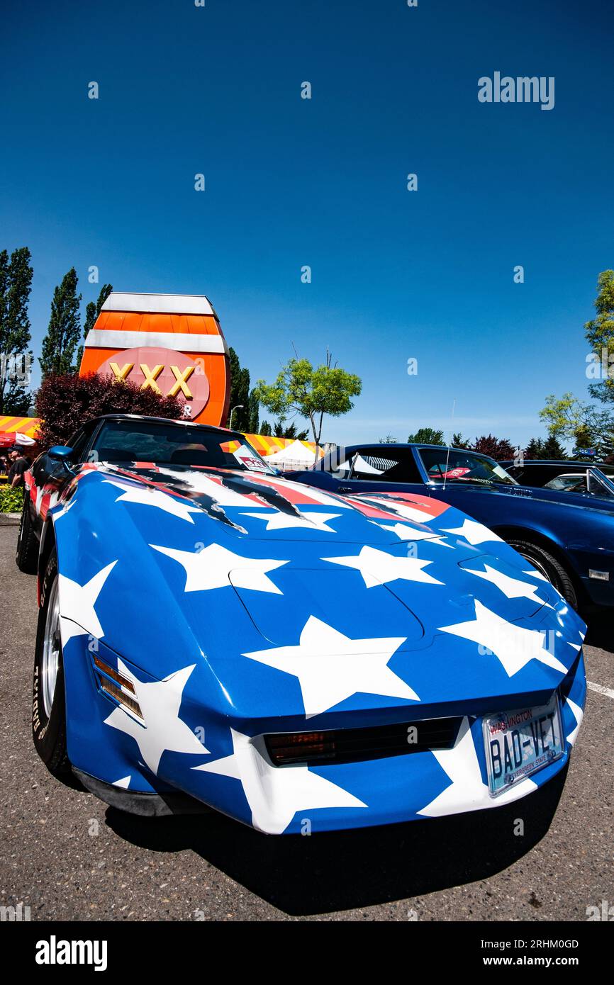 Colour photographs of a range of corvette stingray cars including close ...