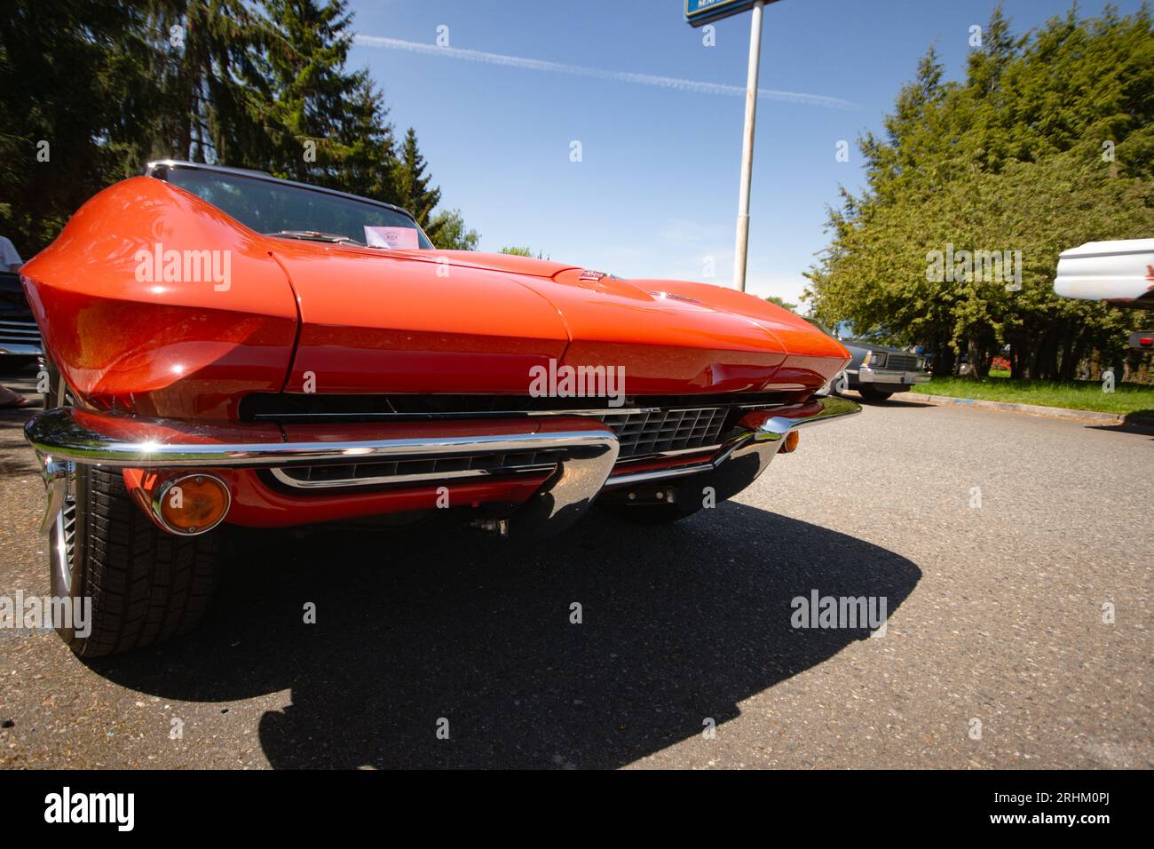 Colour photographs of a range of corvette stingray cars including close ...