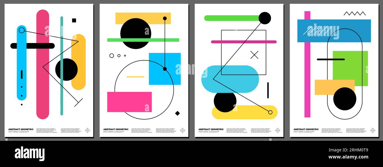 Abstract brutalism poster set. Memphis geometric shapes pattern. Modern ...