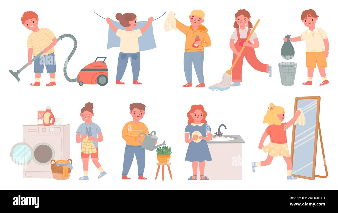 Children Helping Parents At Home Clipart