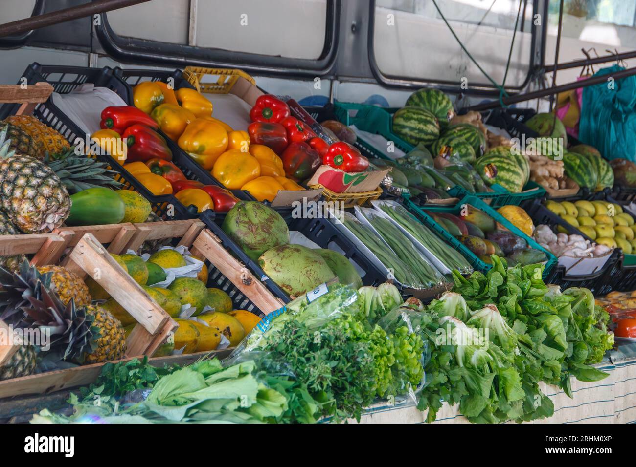 fruit and vegetable stand known as sacolao in rio de Janeiro, brazil ...