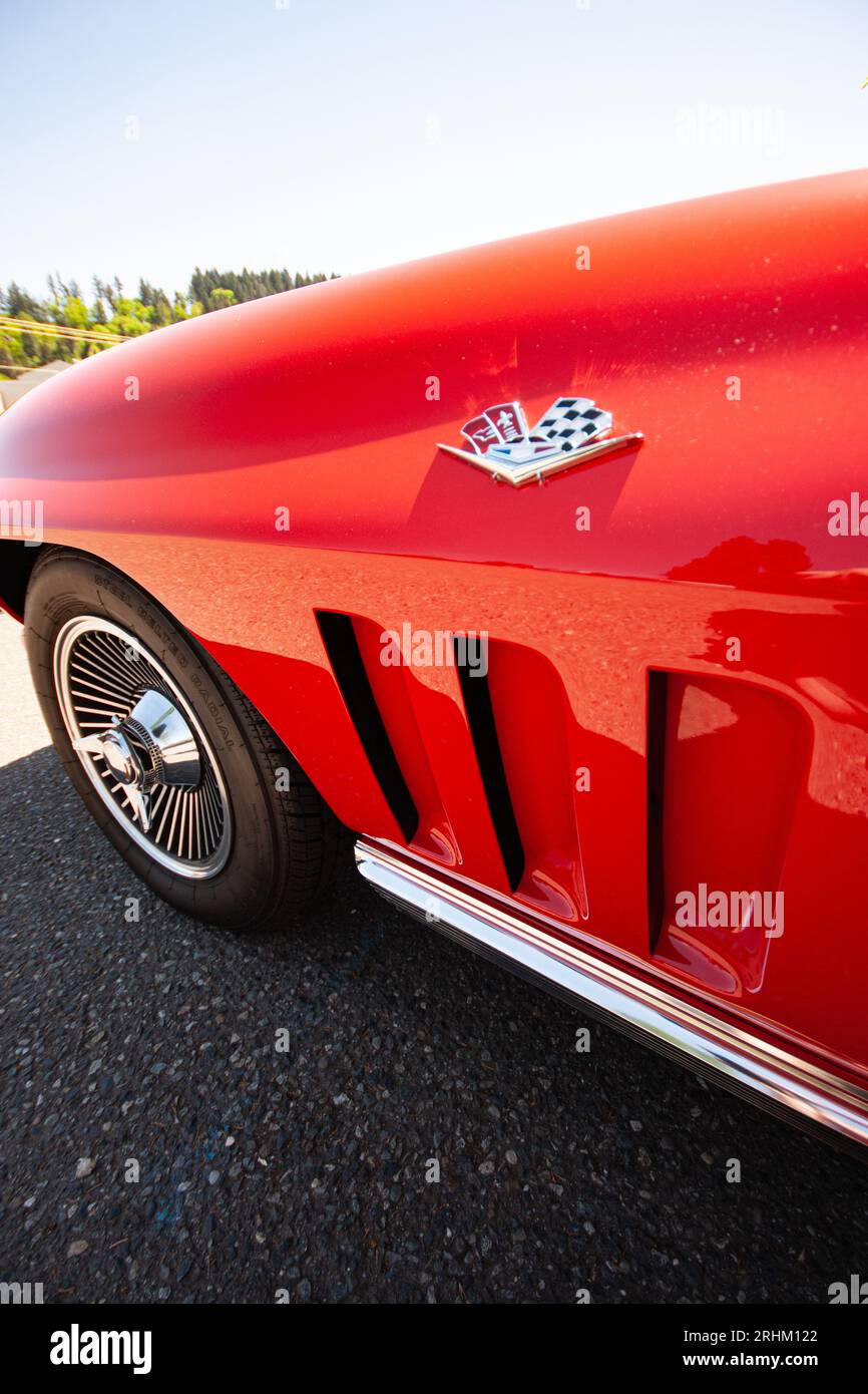 Colour photographs of a range of corvette stingray cars including close ...