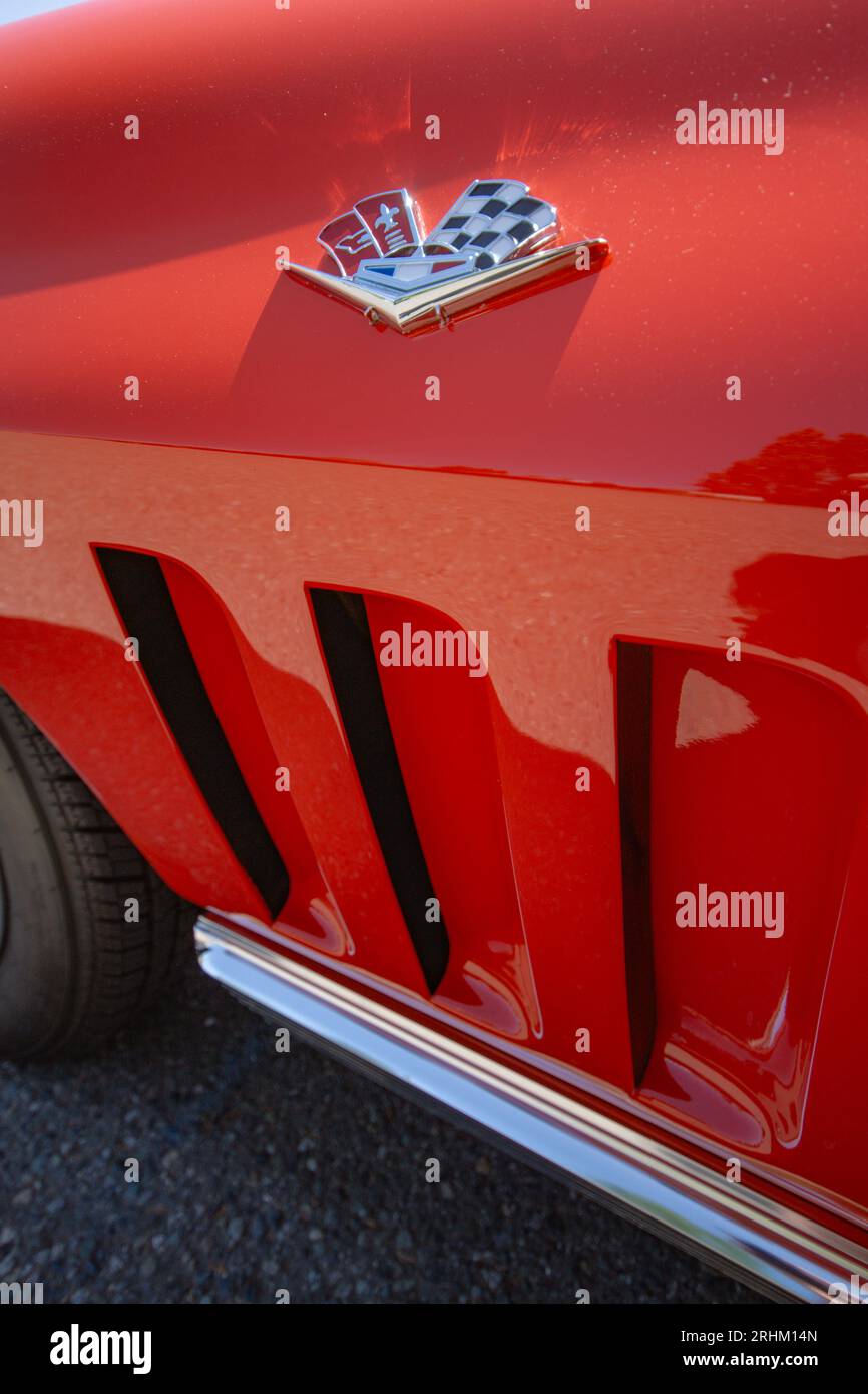 Colour photographs of a range of corvette stingray cars including close ...