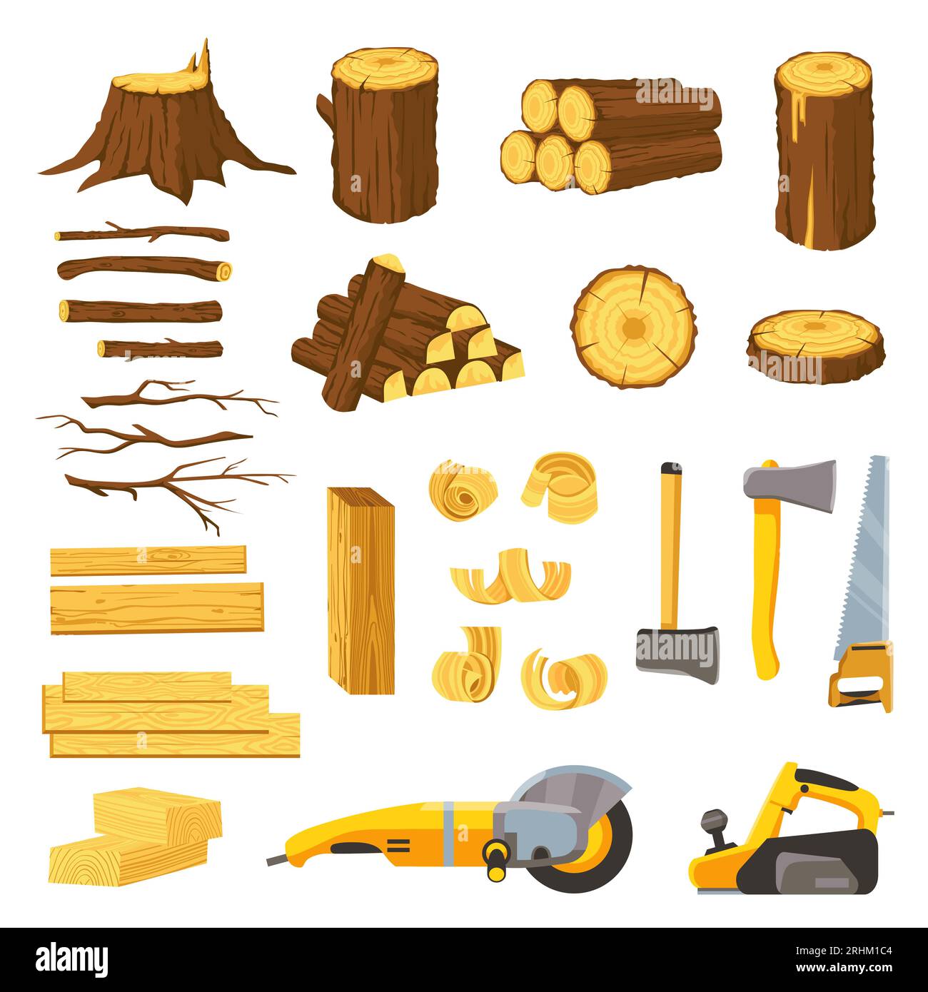 Axe and woodpile Stock Vector Images - Alamy