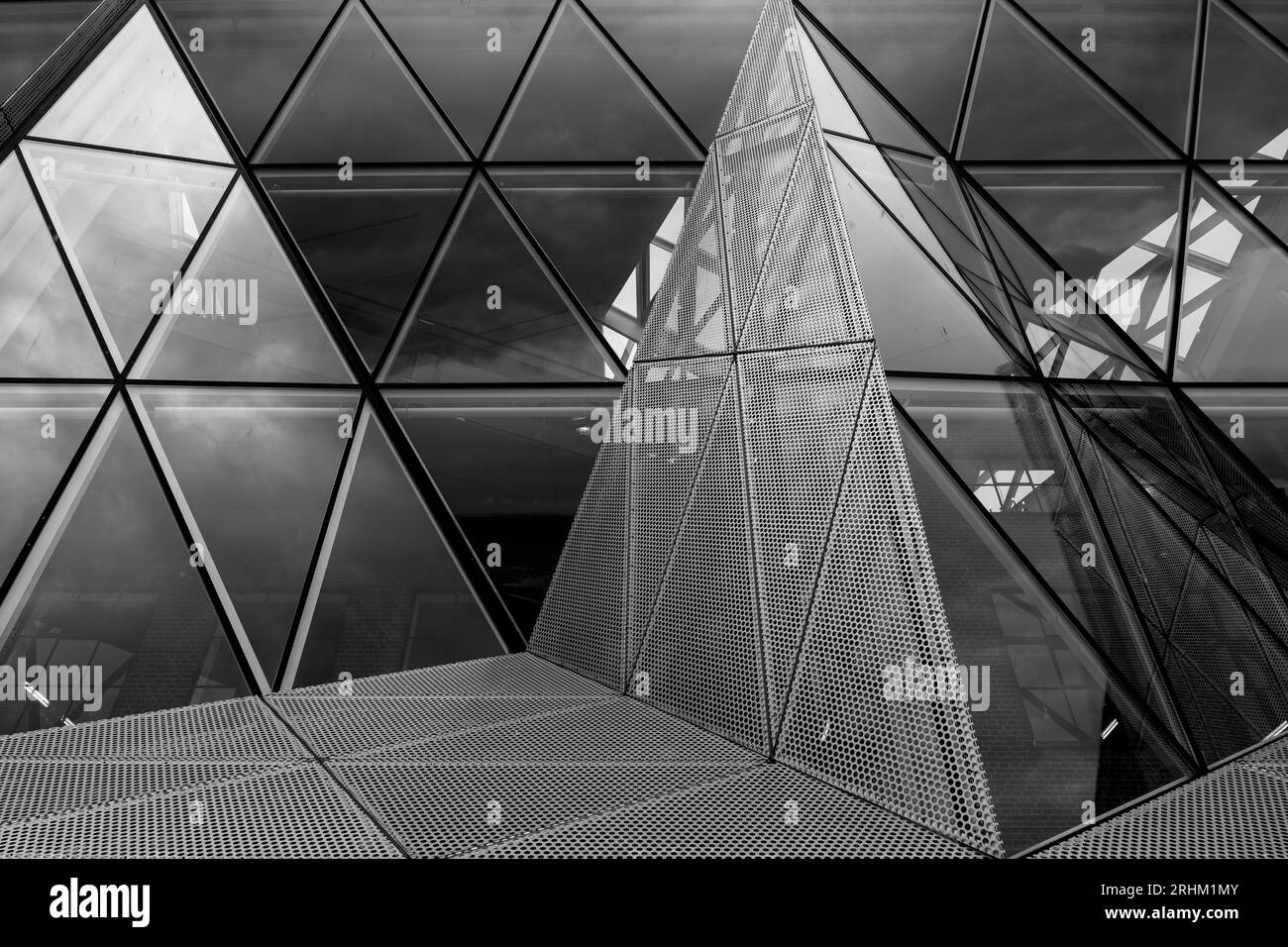 Black and white tone, Exterior view of mixture various triangular ...