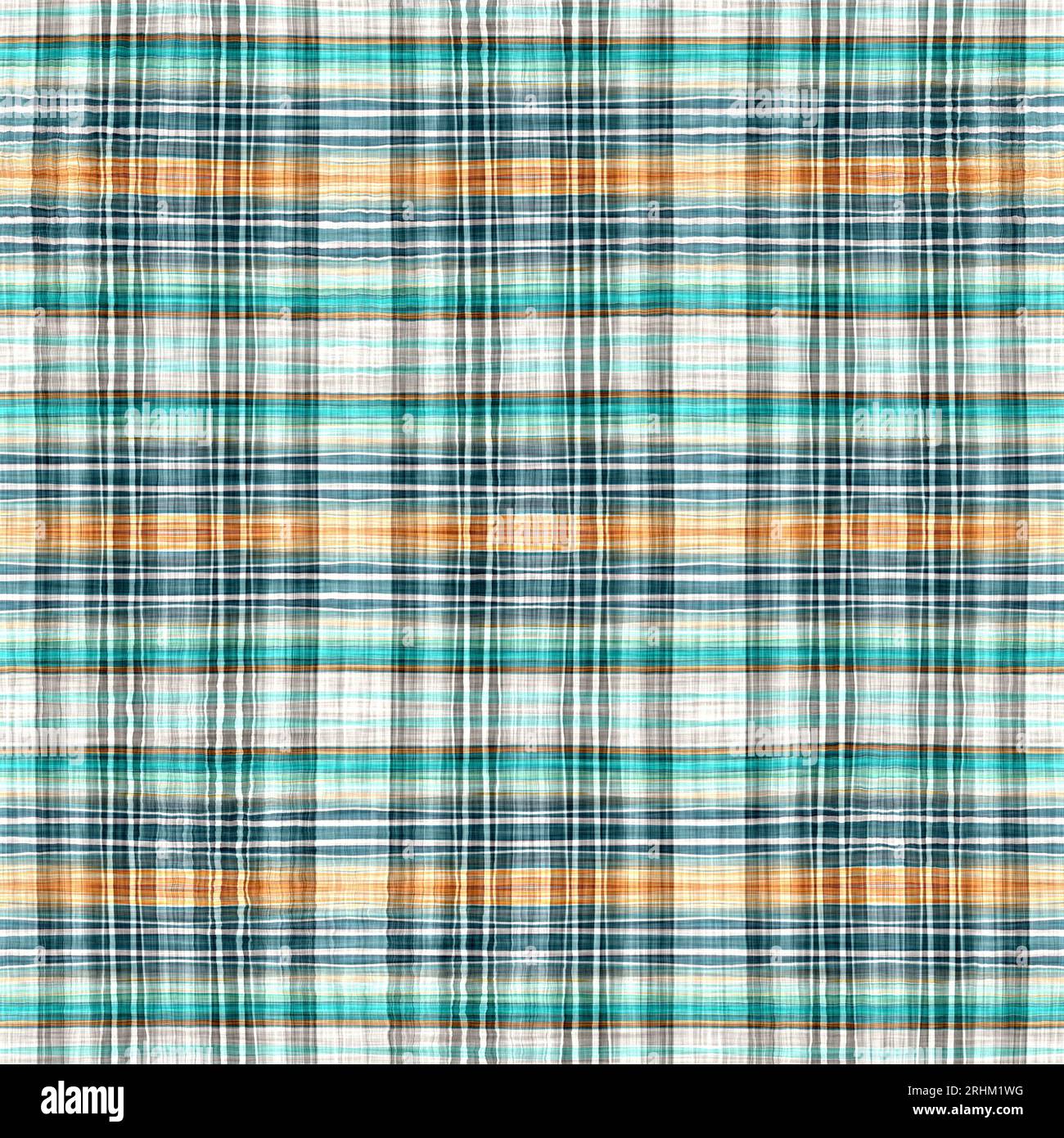 Teal rustic coastal beach house check fabric tile. Seamless sailor ...