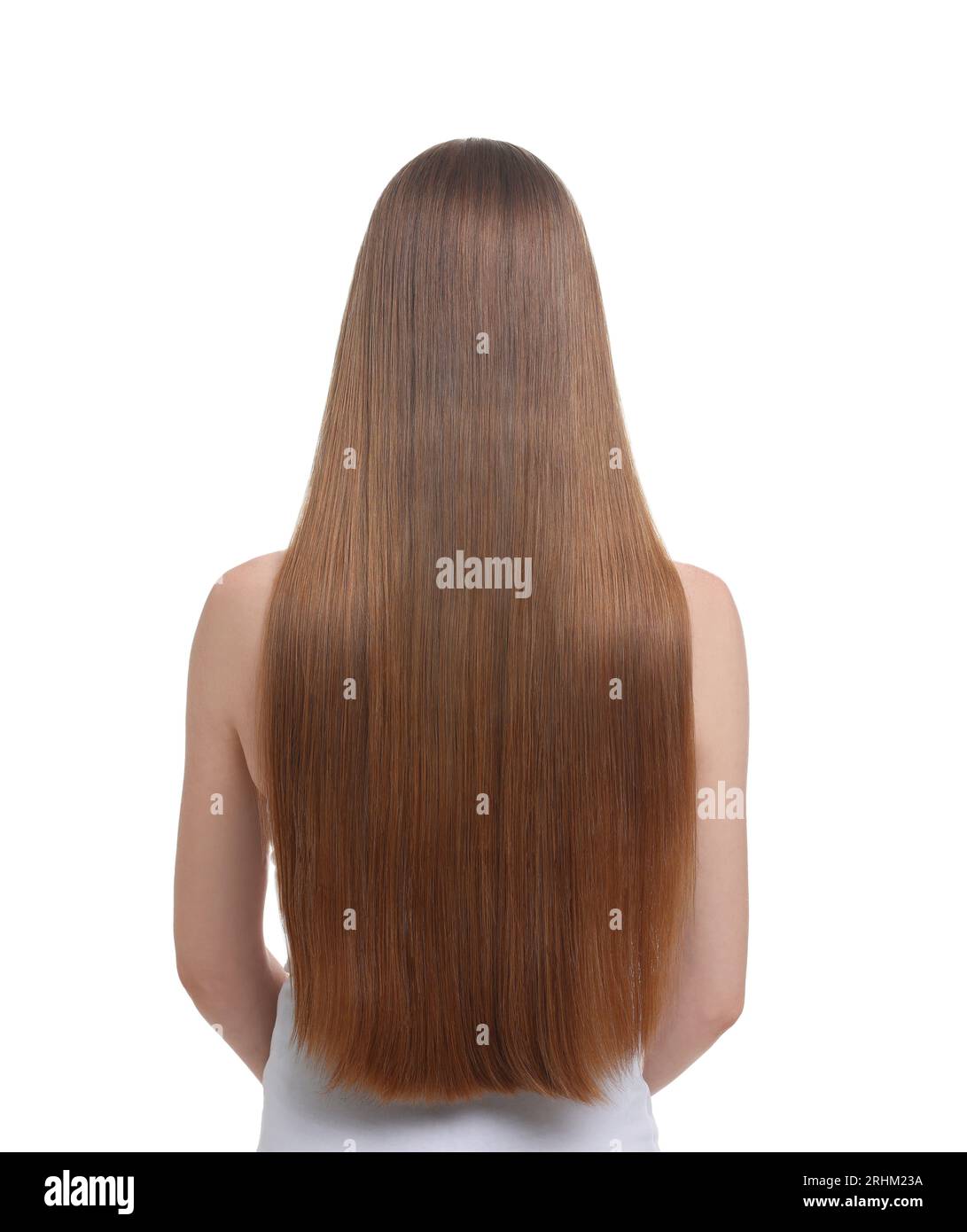 Woman with healthy hair on white background, back view Stock Photo - Alamy