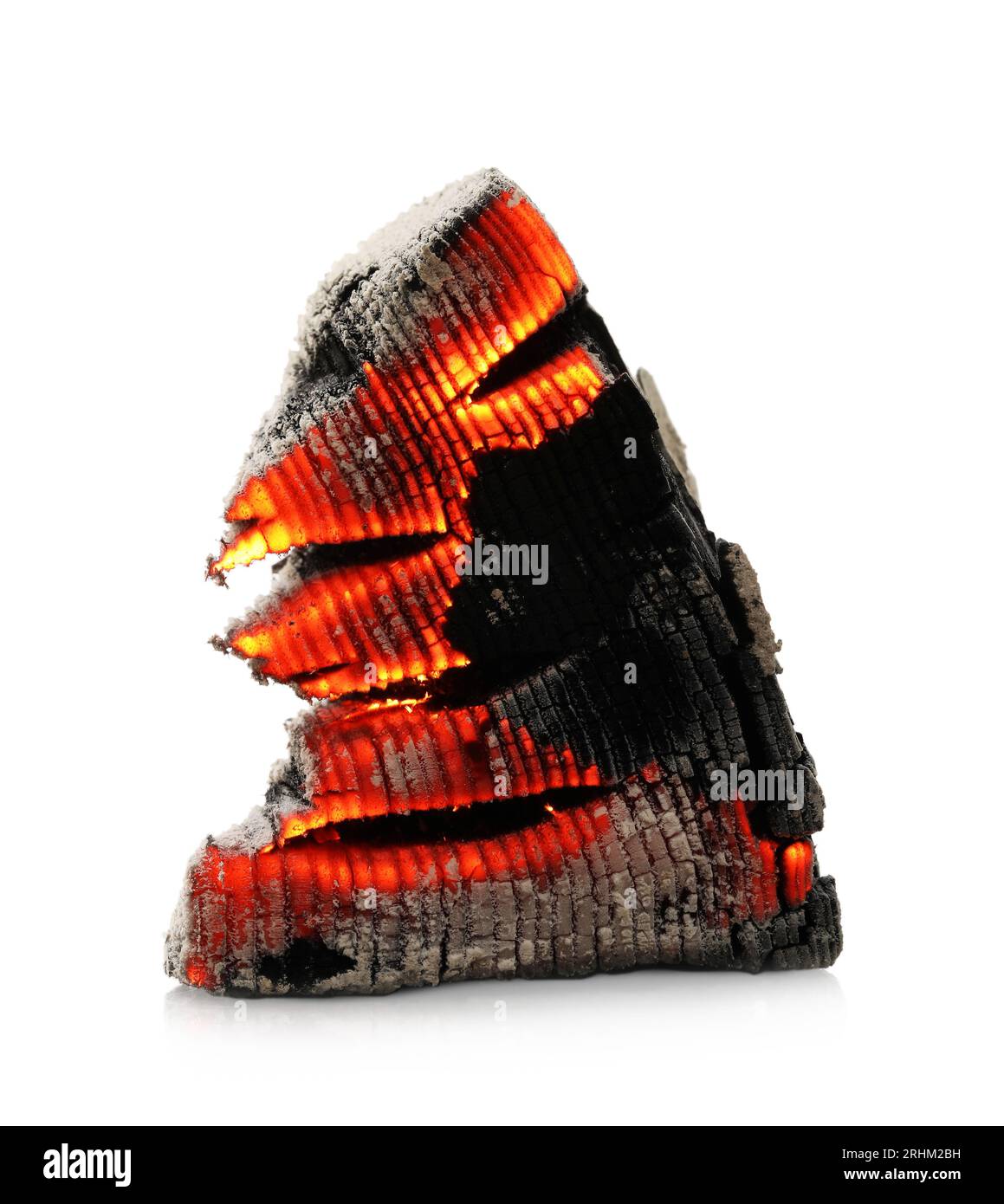 Piece of smoldering coal on white background Stock Photo - Alamy