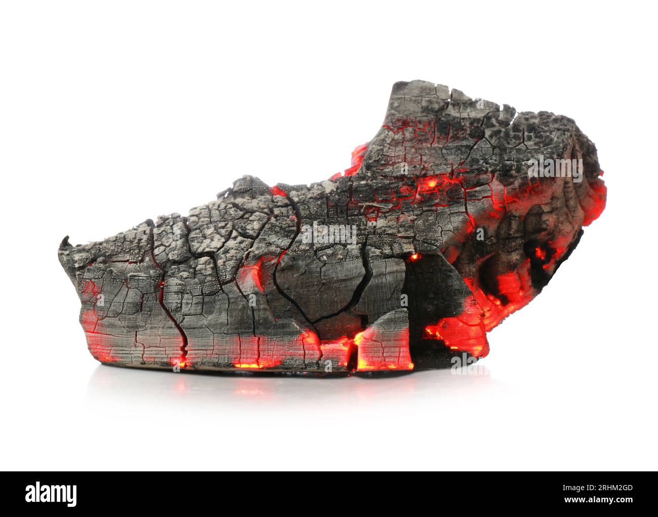 Piece of smoldering coal isolated on white Stock Photo - Alamy