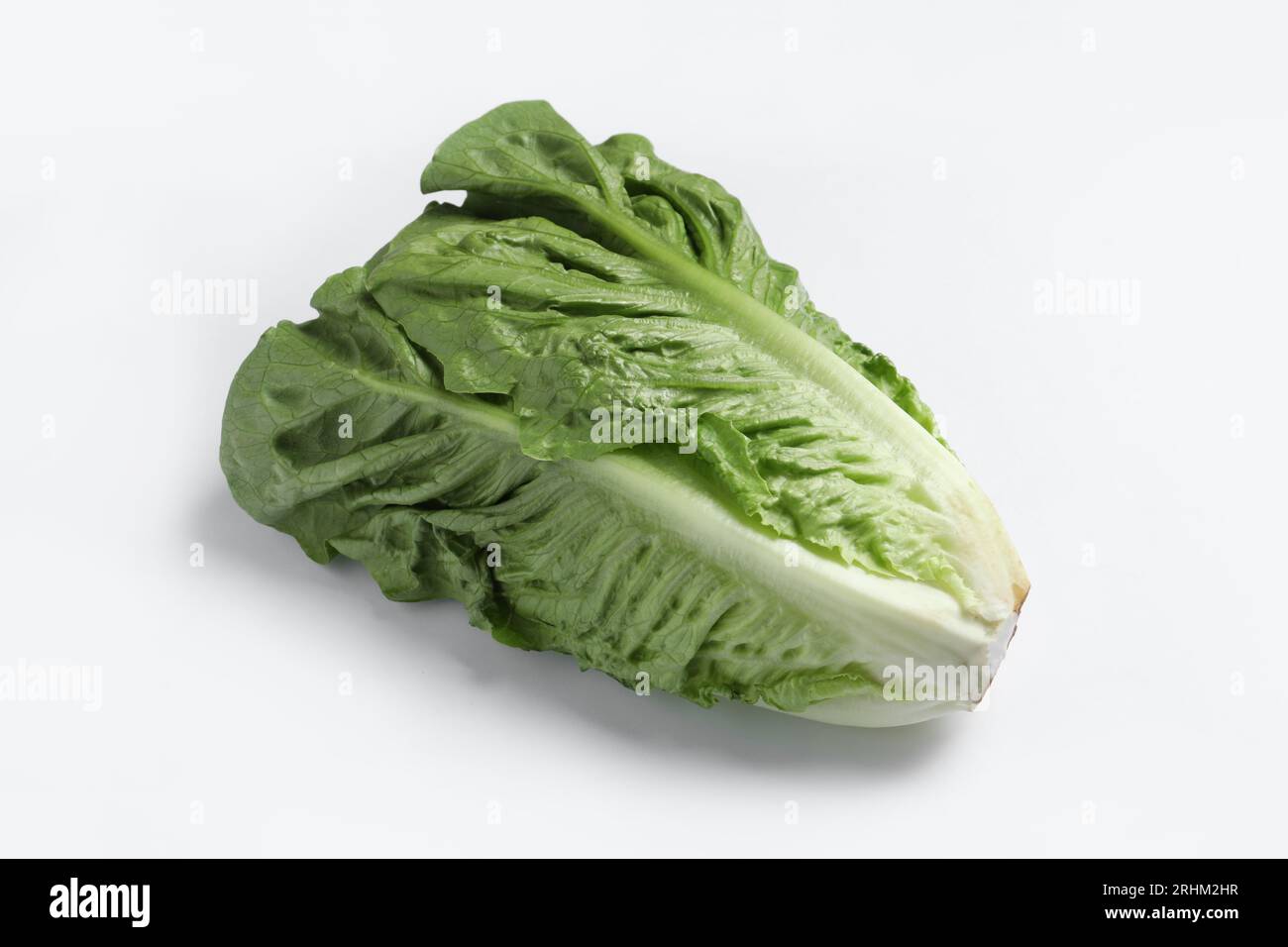 Fresh green romaine lettuce on white background Stock Photo - Alamy