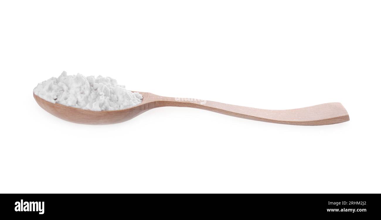 Wooden spoon of natural starch isolated on white Stock Photo - Alamy