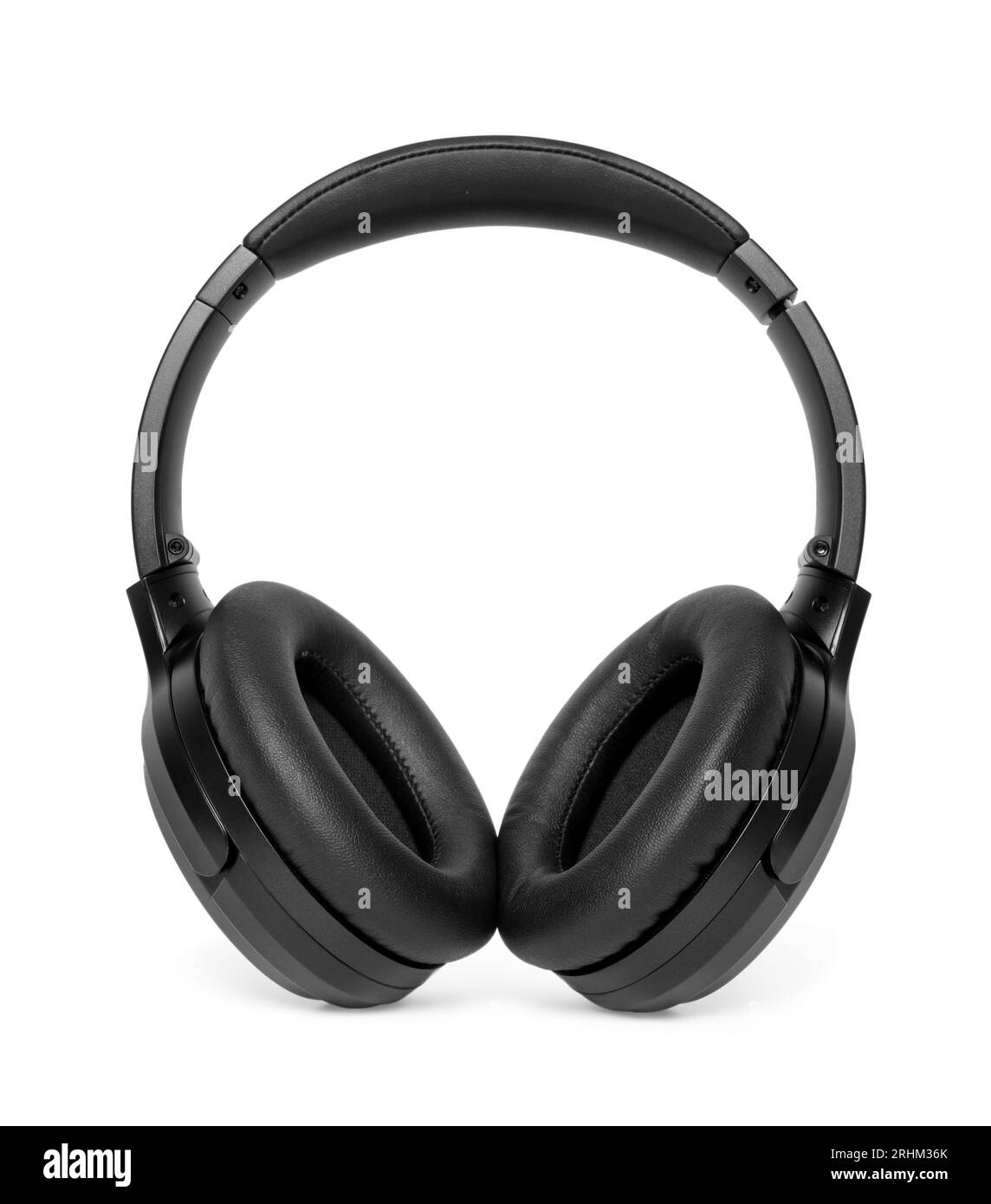 Modern black wireless headphones isolated on white Stock Photo - Alamy