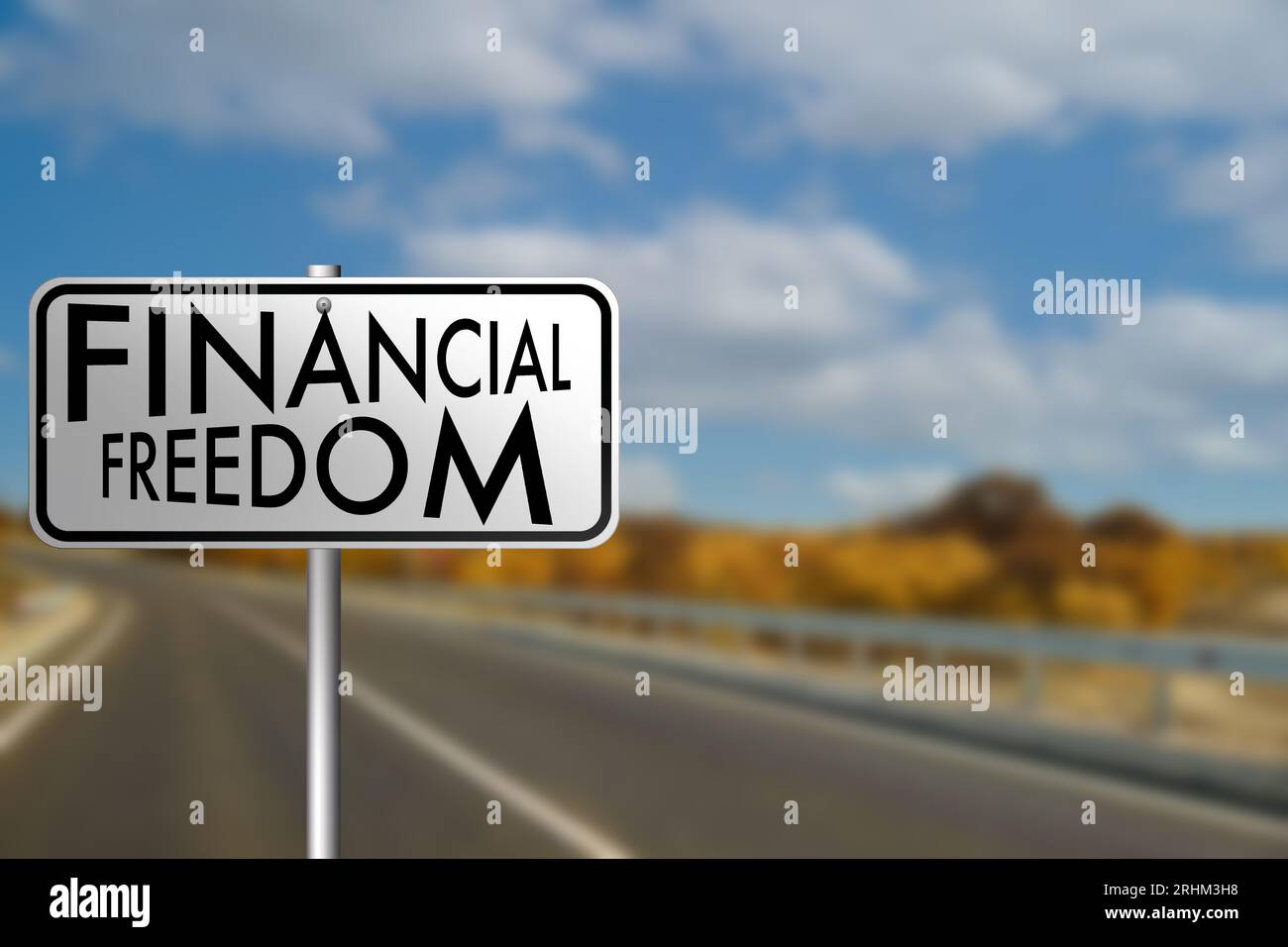 Road sign with words Financial Freedom outdoors, space for text Stock ...