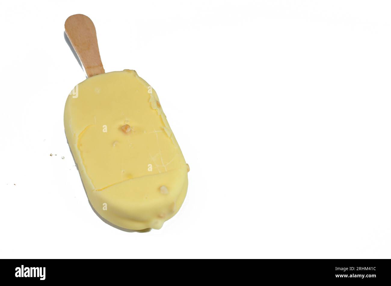 Vanilla ice cream stick coated and covered with a layer of white ...
