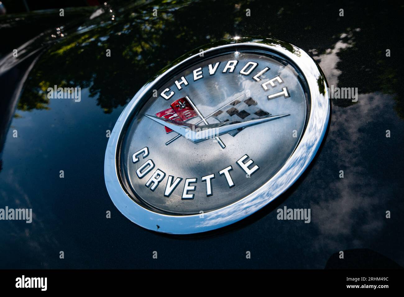 Colour photographs of a range of corvette stingray cars including close ...