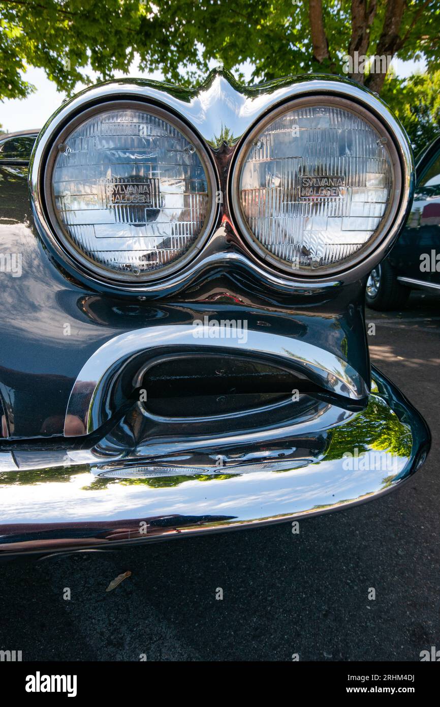 Colour photographs of a range of corvette stingray cars including close ...