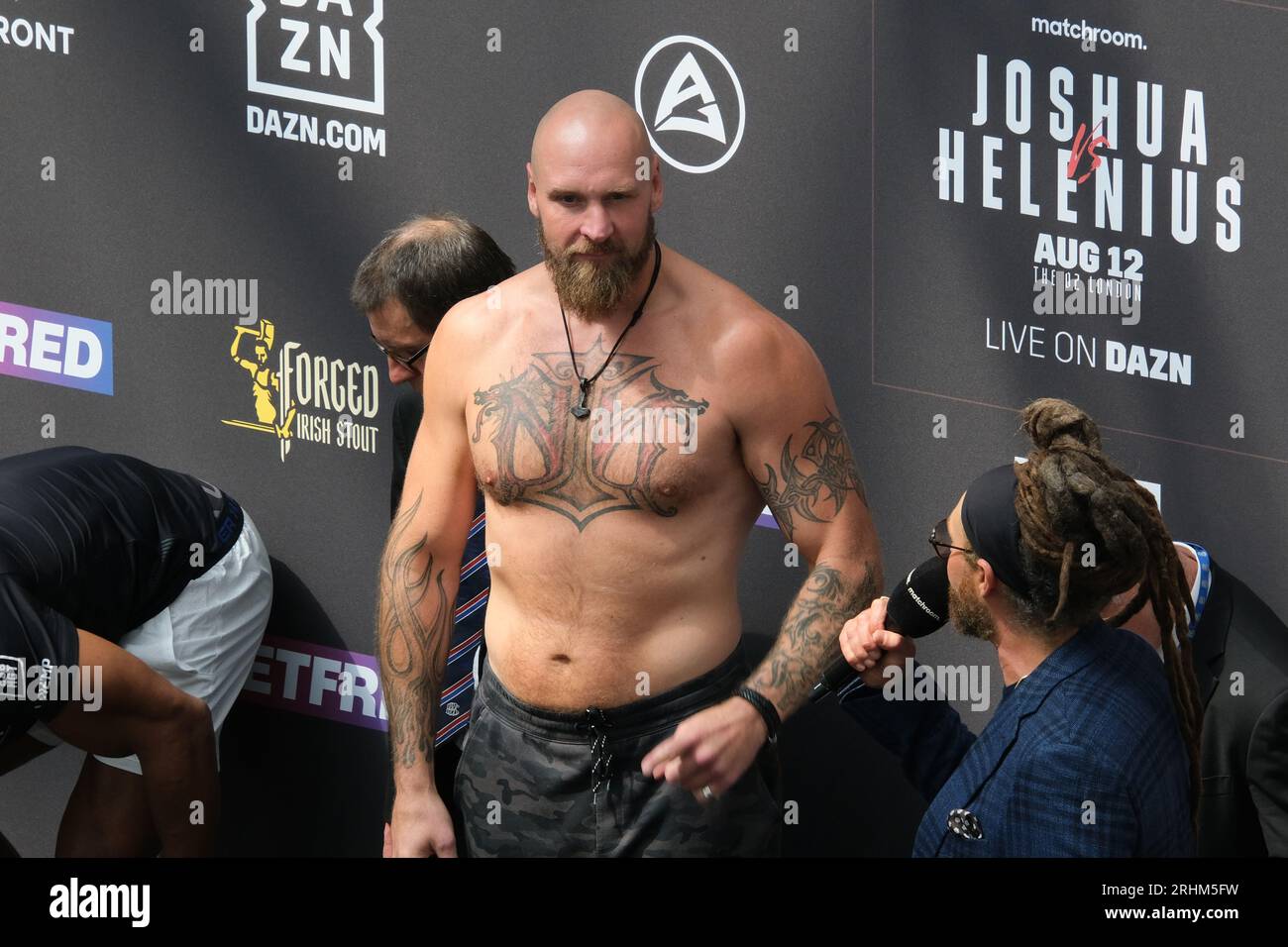 Heavyweight boxer Robert Helenius at a public weigh-in held inside ...