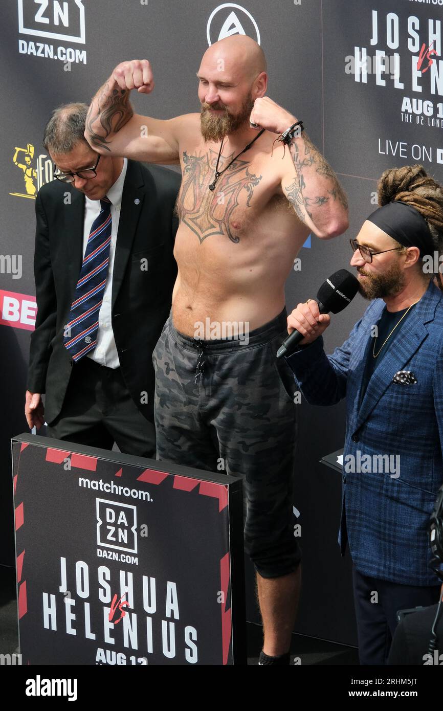Heavyweight boxer Robert Helenius at a public weigh-in held inside ...