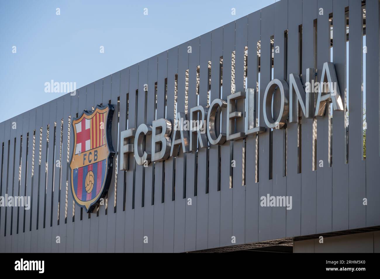 Barcelona, Spain - July 27, 2023: FC Barcelona sign at Camp Nou stadium ...