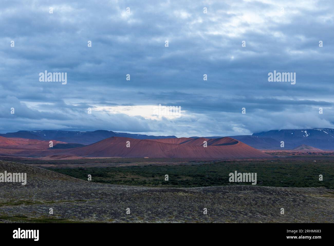 Hverfjall volcano crater. Tephra cone or tuff ring volcano in Myvatn ...
