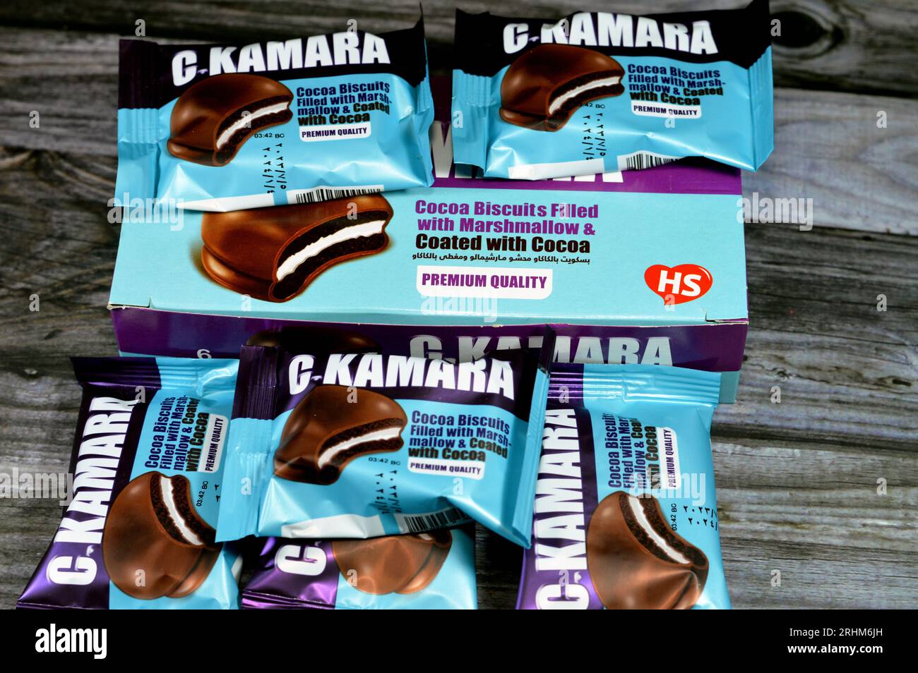 Cairo, Egypt, July 29 2023: C. Kamara premium quality cocoa biscuits ...