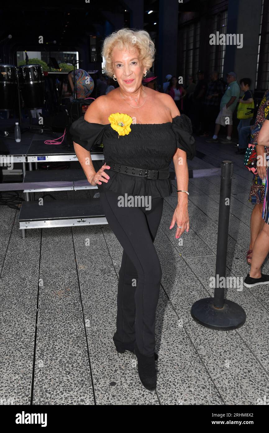 New York, USA. 17th Aug, 2023. Lillian Colon is seen as Salsa dancers ...