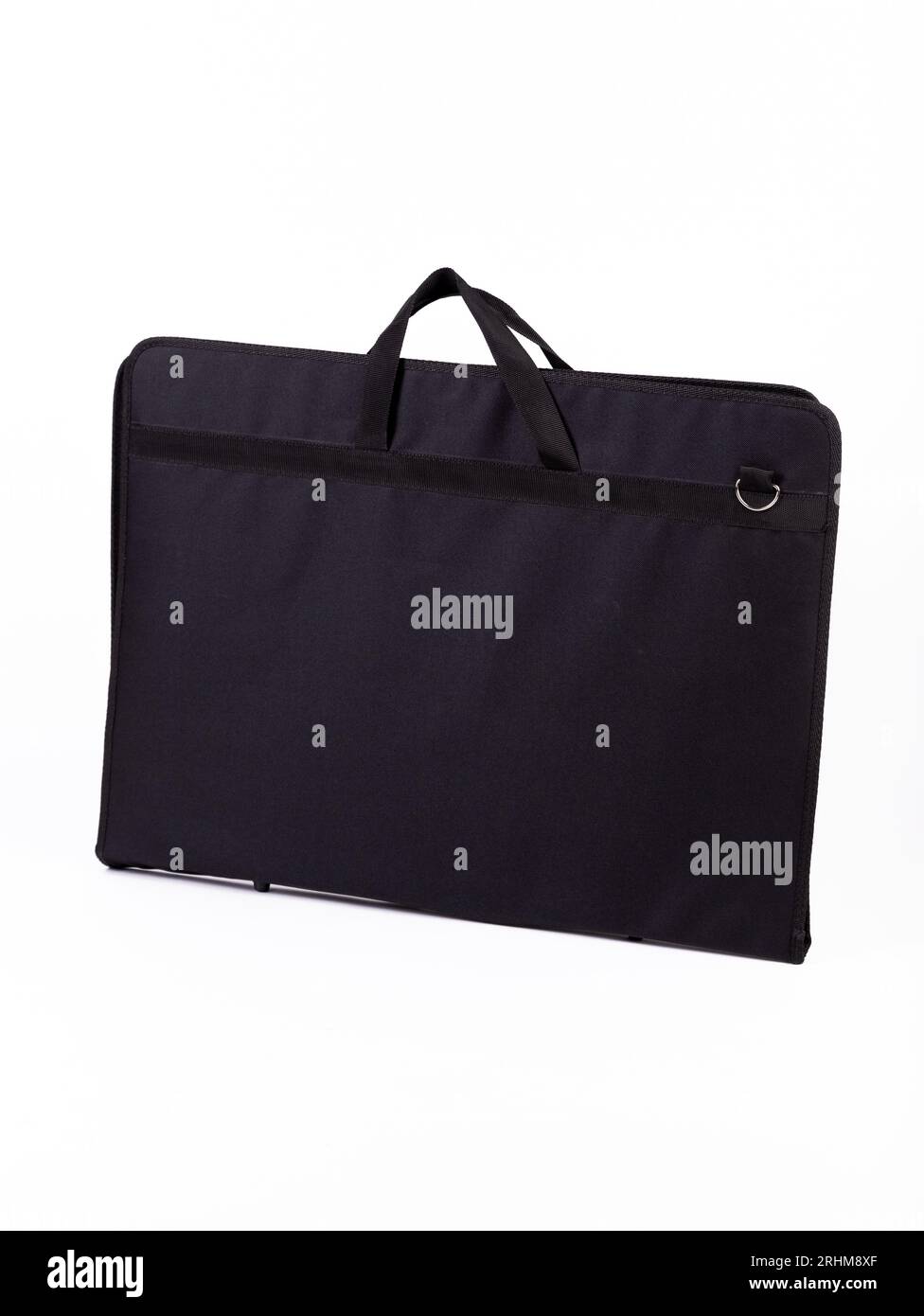 Black briefcase folder for documents and school items on a white ...