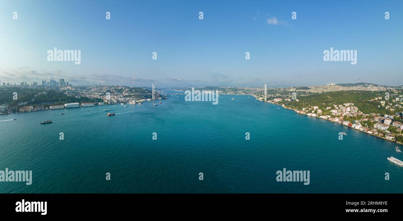 Istanbul Bosphorus Bridge panorama photo, Turkey. Istanbul Canal ...