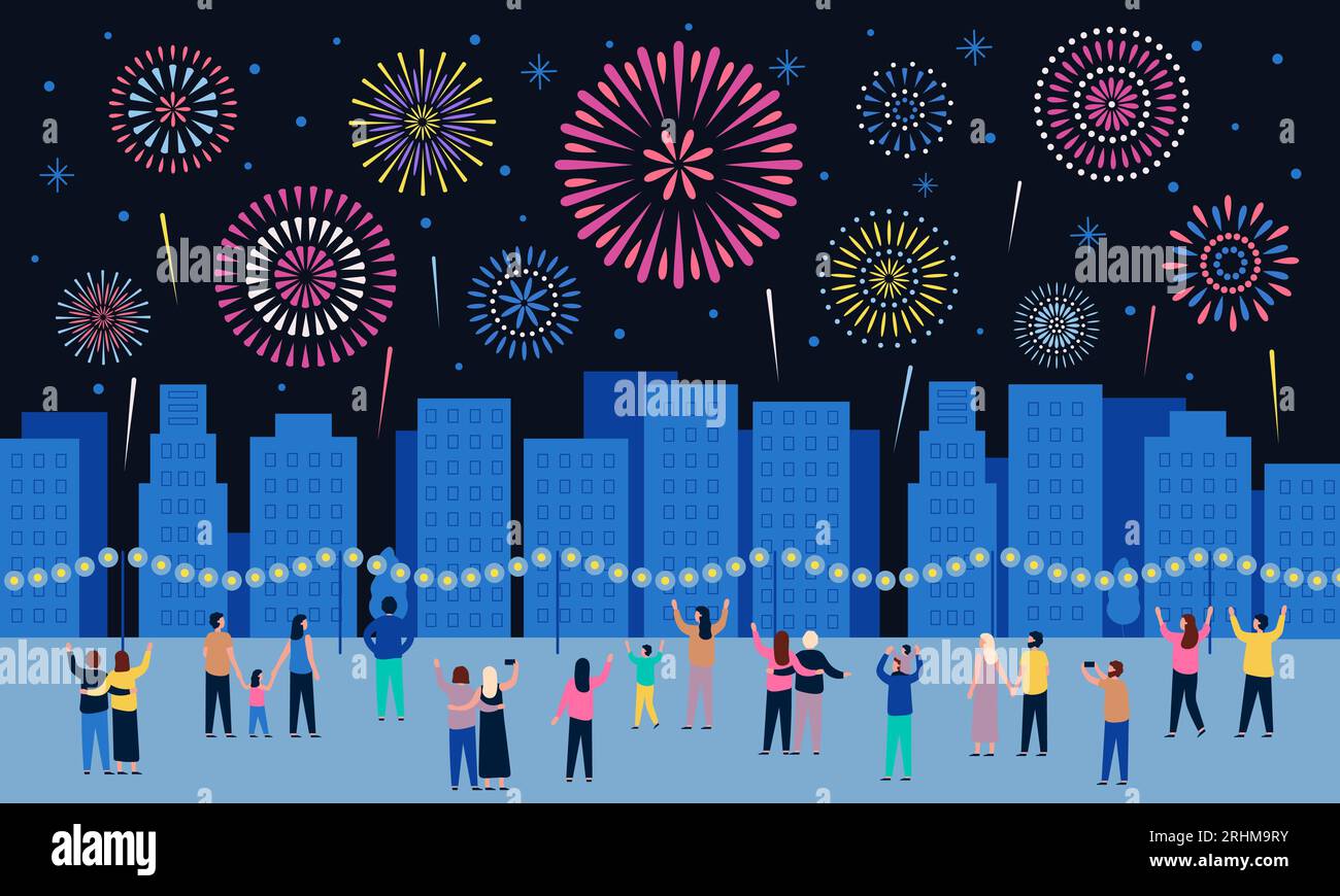 Crowd watching fireworks show hi-res stock photography and images - Alamy